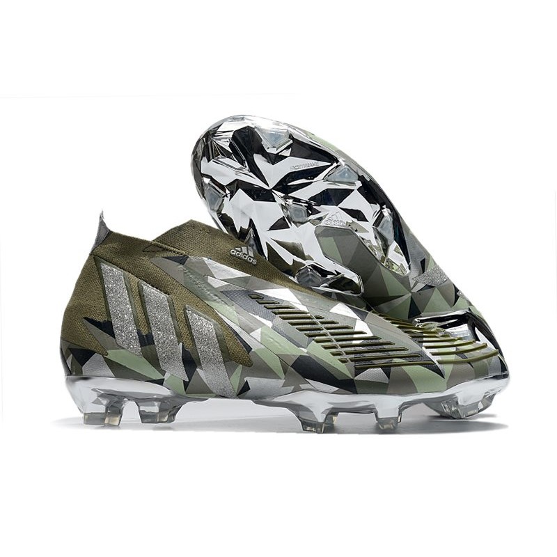adidas Predator Edge+ FG Crystal Focus Oliva Plateado Metálico Magic Lima