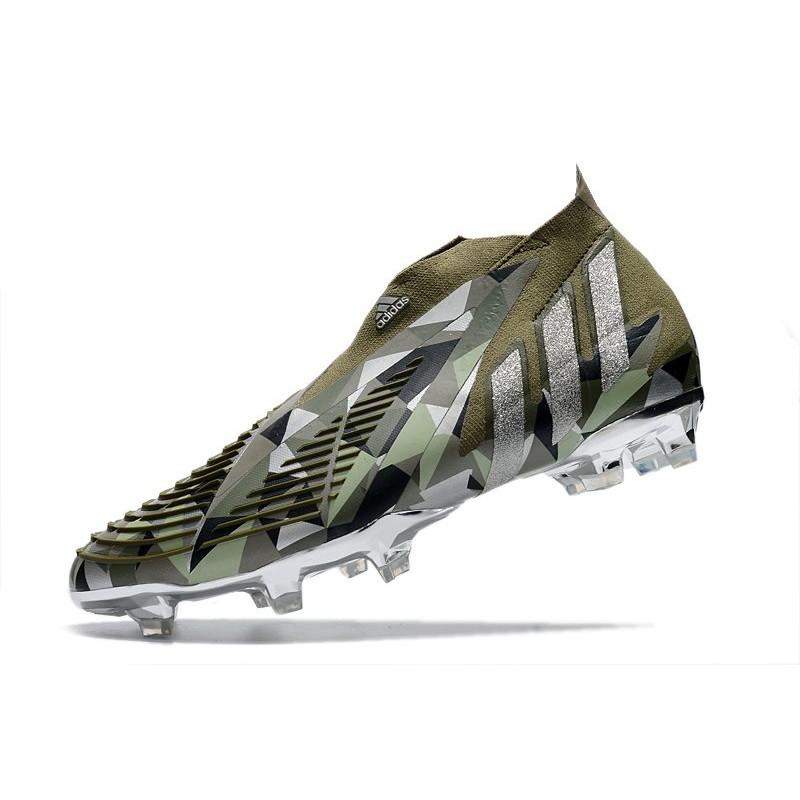 adidas Predator Edge+ FG Crystal Focus Oliva Plateado Metálico Magic Lima