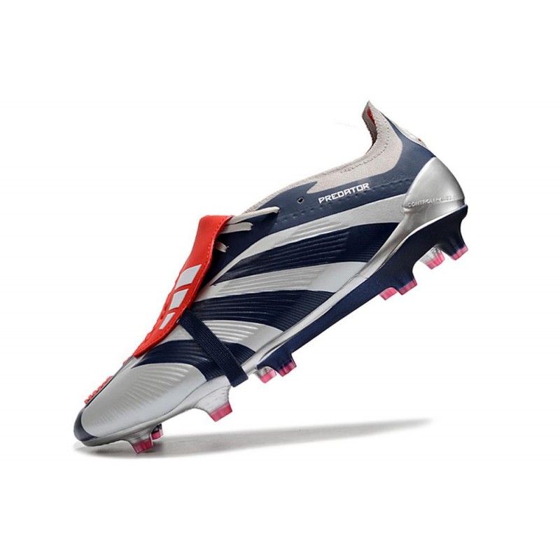 adidas Predator Elite Foldover Tongue FG Plateado Met Negro Rojo